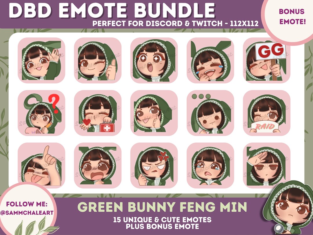 DBD FENG MIN Emote Bundle, Twitch Emotes, Cute Bunny Feng Min Emotes ...
