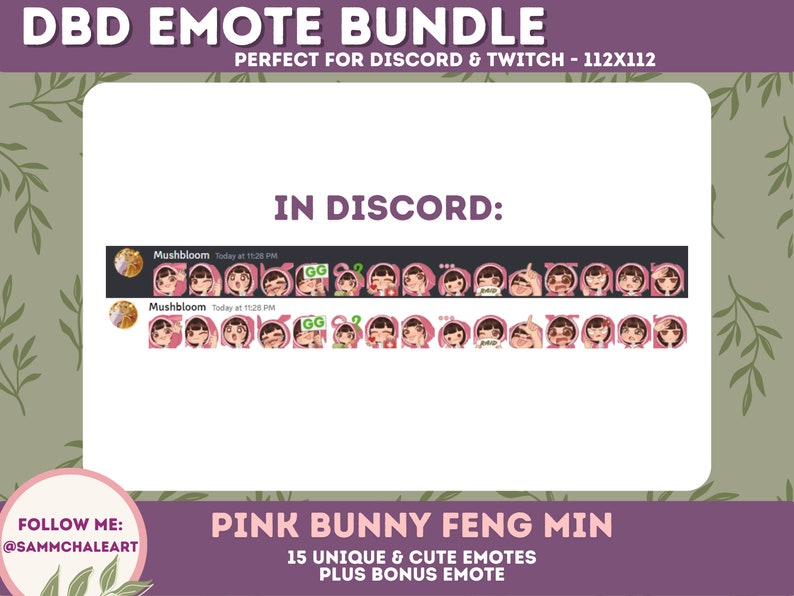 DBD FENG MIN Emote Bundle, Twitch Emotes, Cute Bunny Feng Min Emotes ...