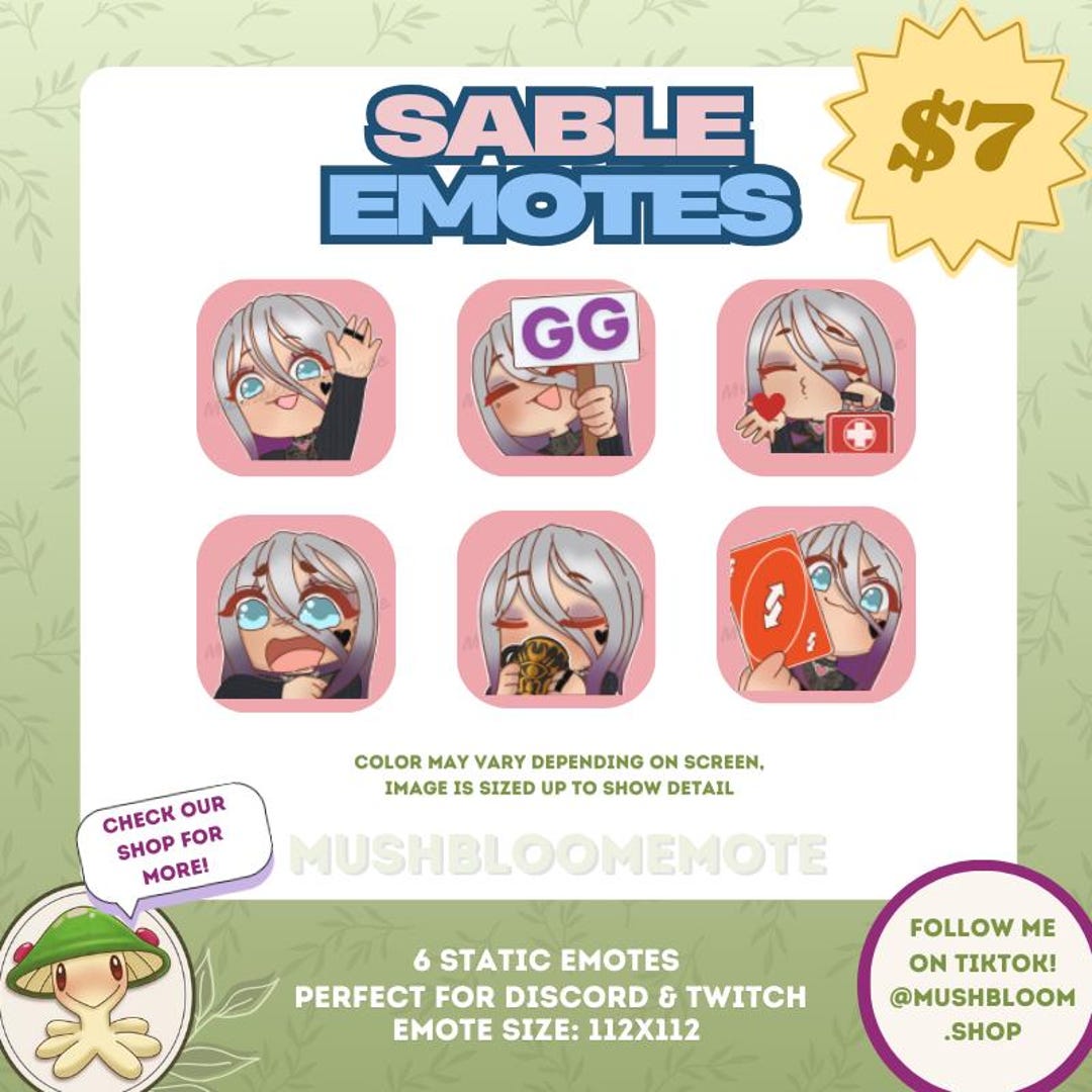 Sable Emote Bundle (6) | Cute Gamer Emotes | Twitch Discord Youtube ...