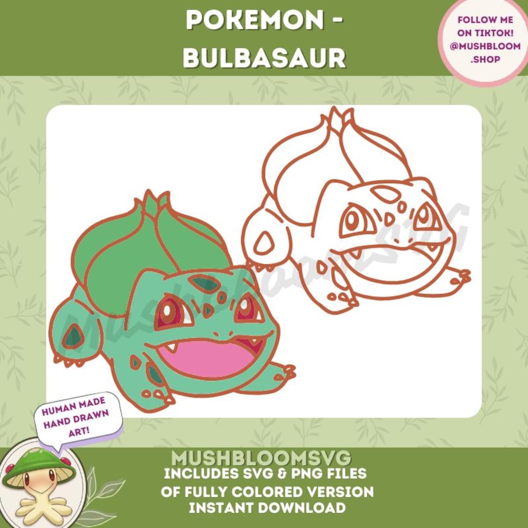 Bulbasaur SVG | Cute Pokemon Cut File | Kawaii Grass Type Pokemon ...