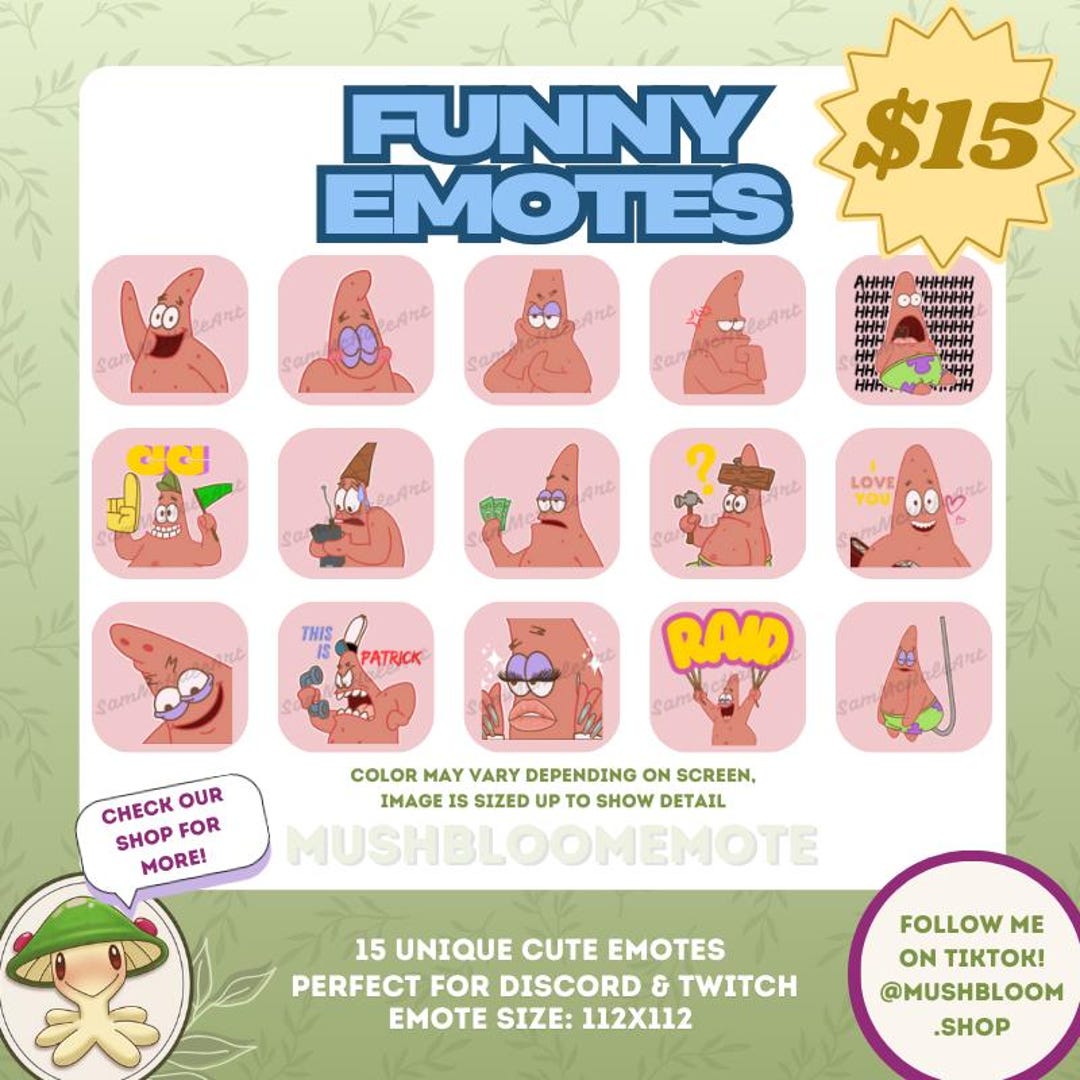 Funny Pink Star Emote Bundle (15) | Meme Stream Emotes | Twitch Discord ...
