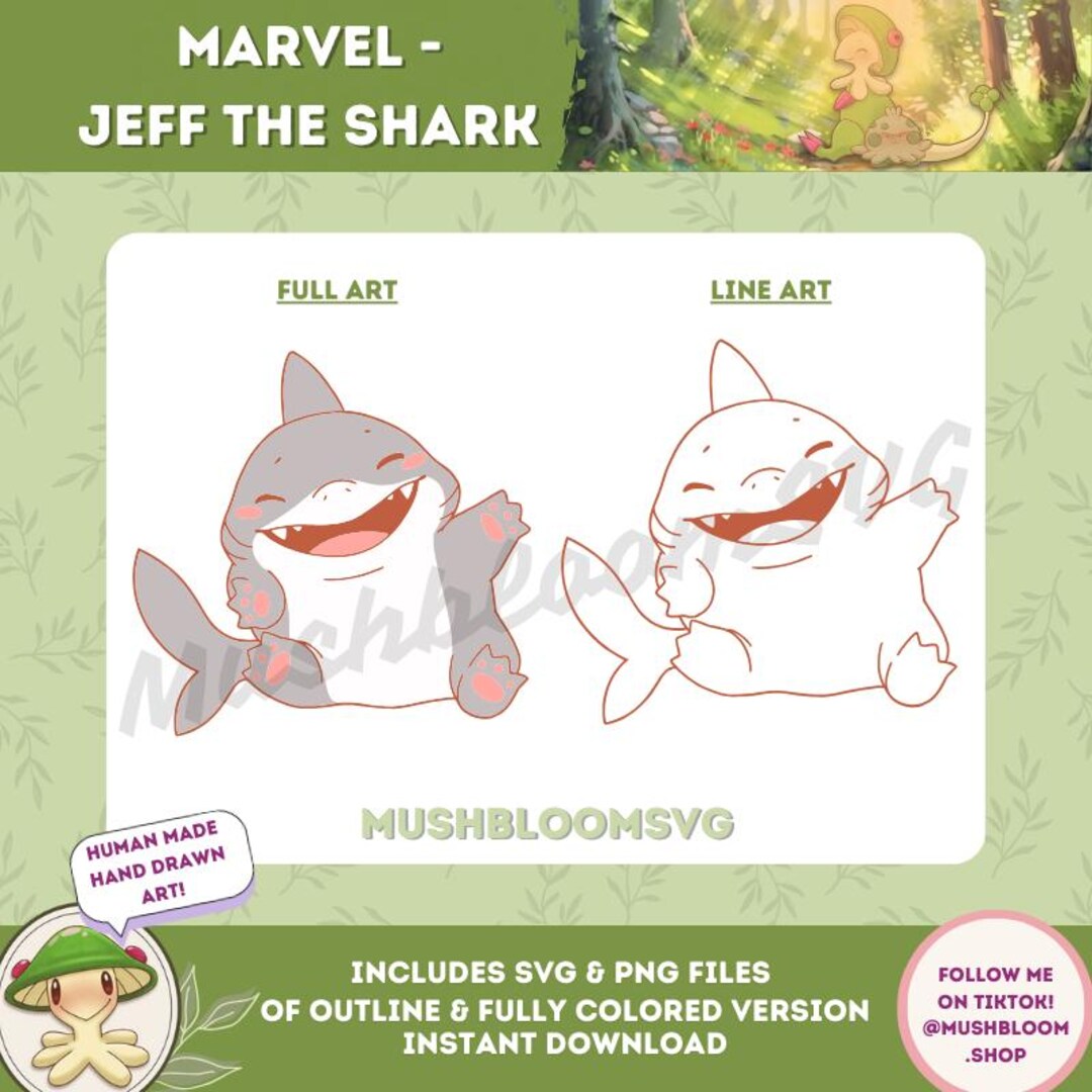 JEFF THE SHARK Svg Png, Marvel Svg, Pikachu Silhouette, Rivals, Jeff ...