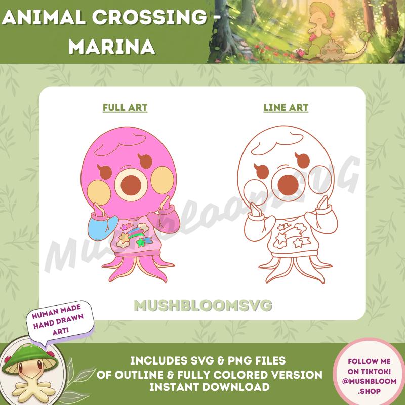 MARINA - AC Villager Svg Png, Animal Crossing Svg, Marina, Cute Octopus ...
