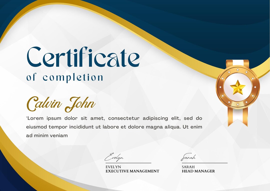 Editable Certificate of Completion, Canva Template, Printable Course ...