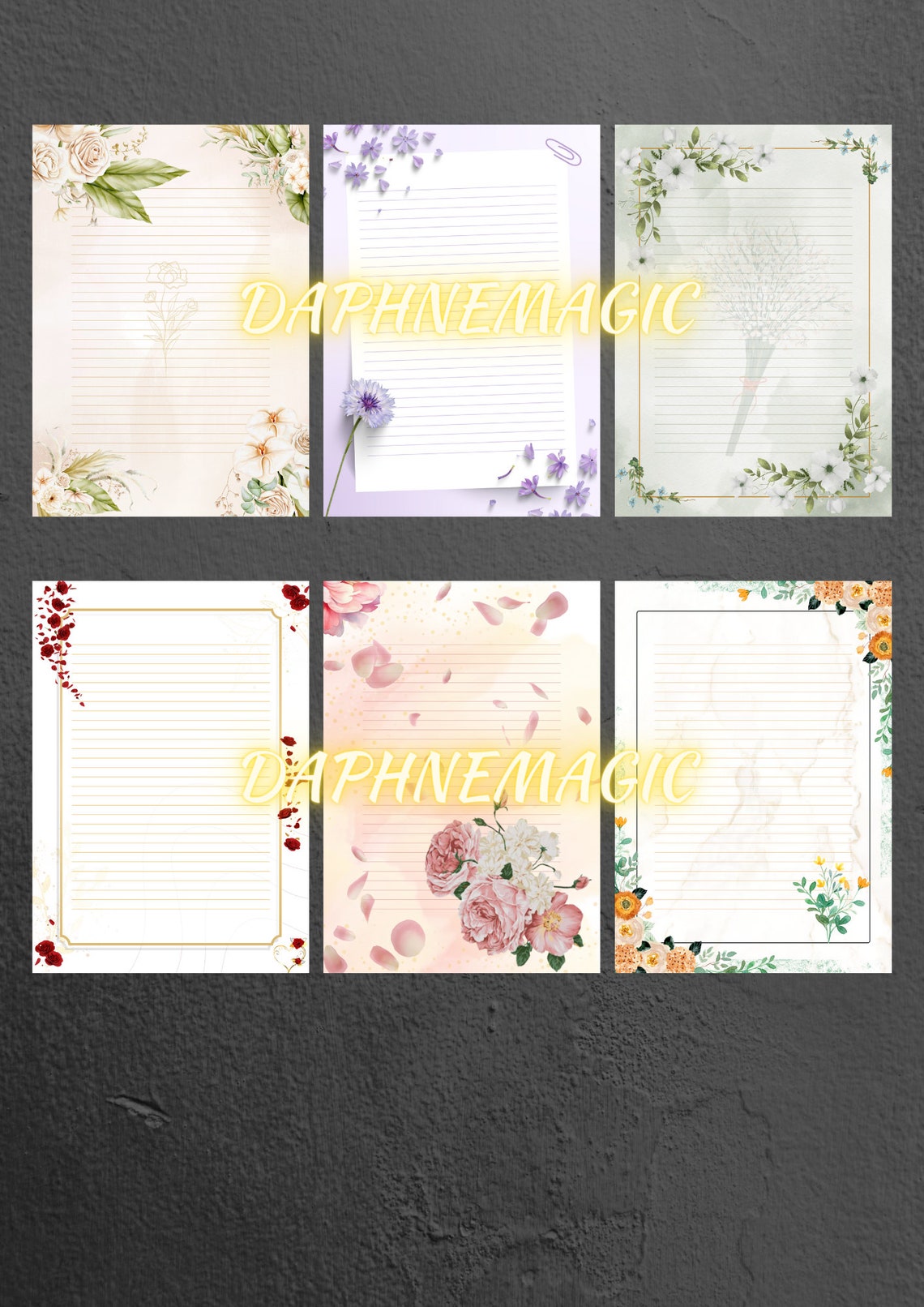 Printable Floral Stationery, 12 Floral Writing Paper, Digital Download ...