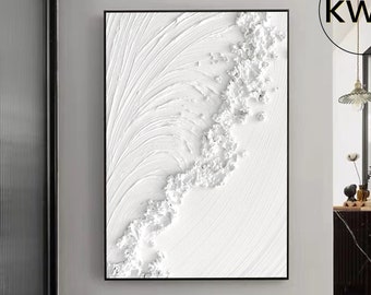 Set of 2 White Abstract Painting 3D White Textured Wall Art - Etsy