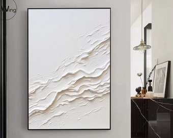 Large White Abstract Painting,white 3D Texture Painting,white Abstract Minimalist Art,white ...