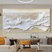 Large 3D White Minimalist Textured Wall Art Beach Painting,3d White Wave Art,white 3D Textured ...