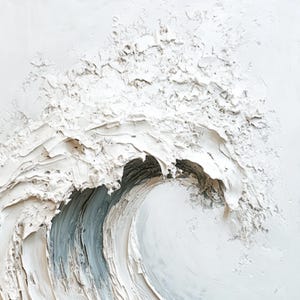 3D White Texture Minimalist Wave Painting,3d Plaster Wave Textured Wall Art,white Textured ...