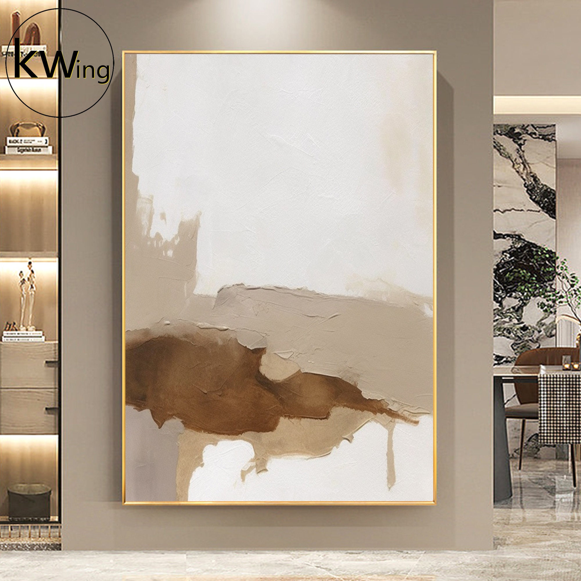 Beige and White Abstract Paintingbeige Canvas Wall Artbeige - Etsy