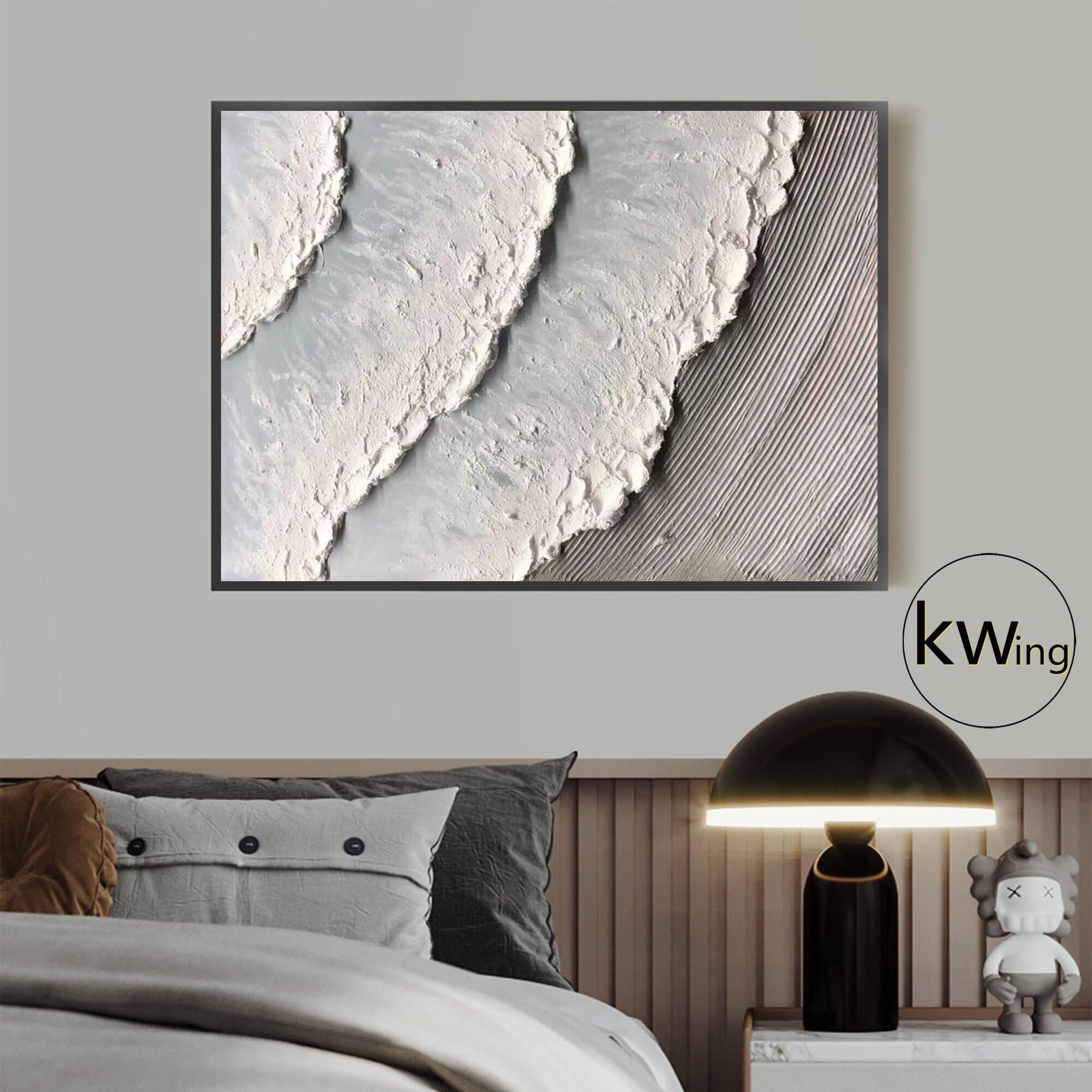 Large Ocean Wave Texture Painting, 3D Textured Painting, White Sea Wave ...