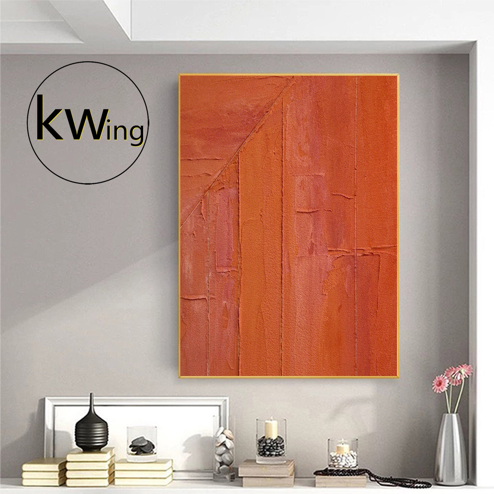 Red Minimalist Paintingred Abstract Paintingred Impasto - Etsy