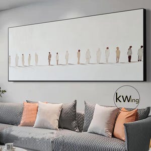 Original Abstract Minimalist Crowd Painting,modern Figure Wall Art ...