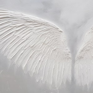 Large White Angel Wing Painting,angel Wings Textured Wall Art,white ...