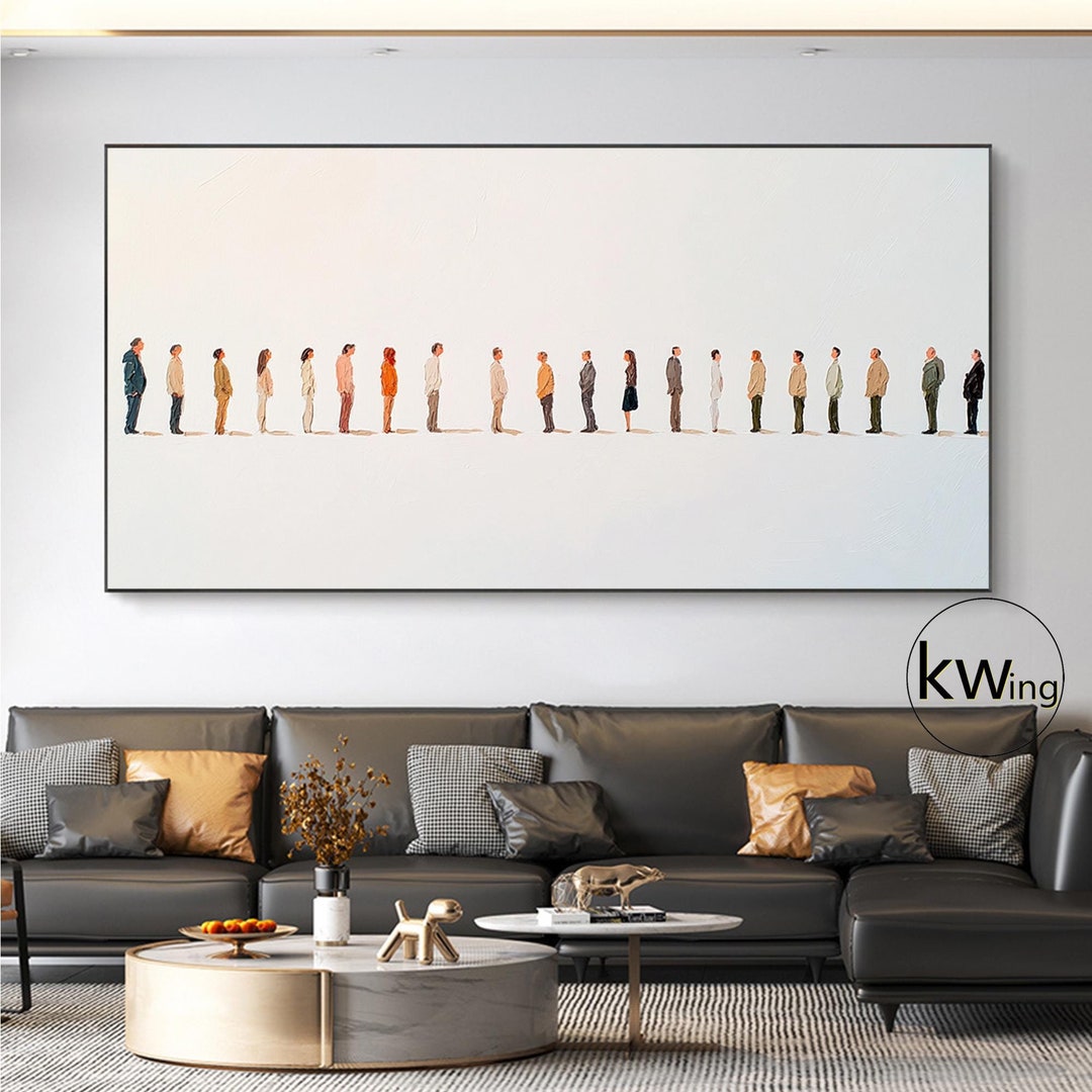 Original Minimalist Crowd Abstract Acrylic Painting,minimalist Wabi ...