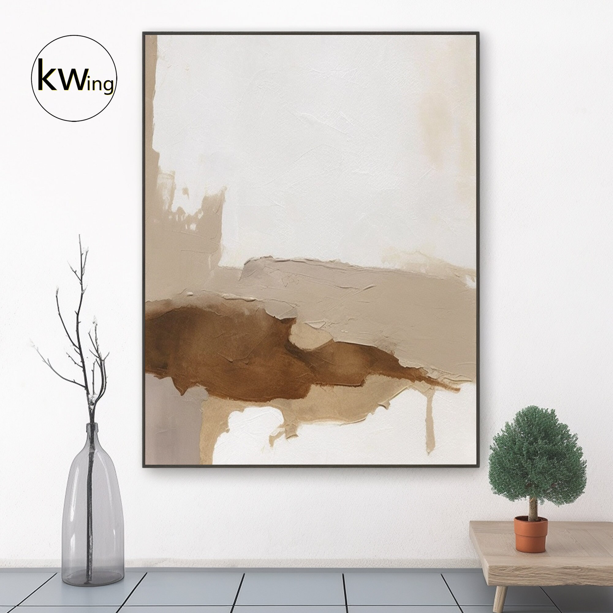 Beige and White Abstract Paintingbeige Canvas Wall Artbeige - Etsy