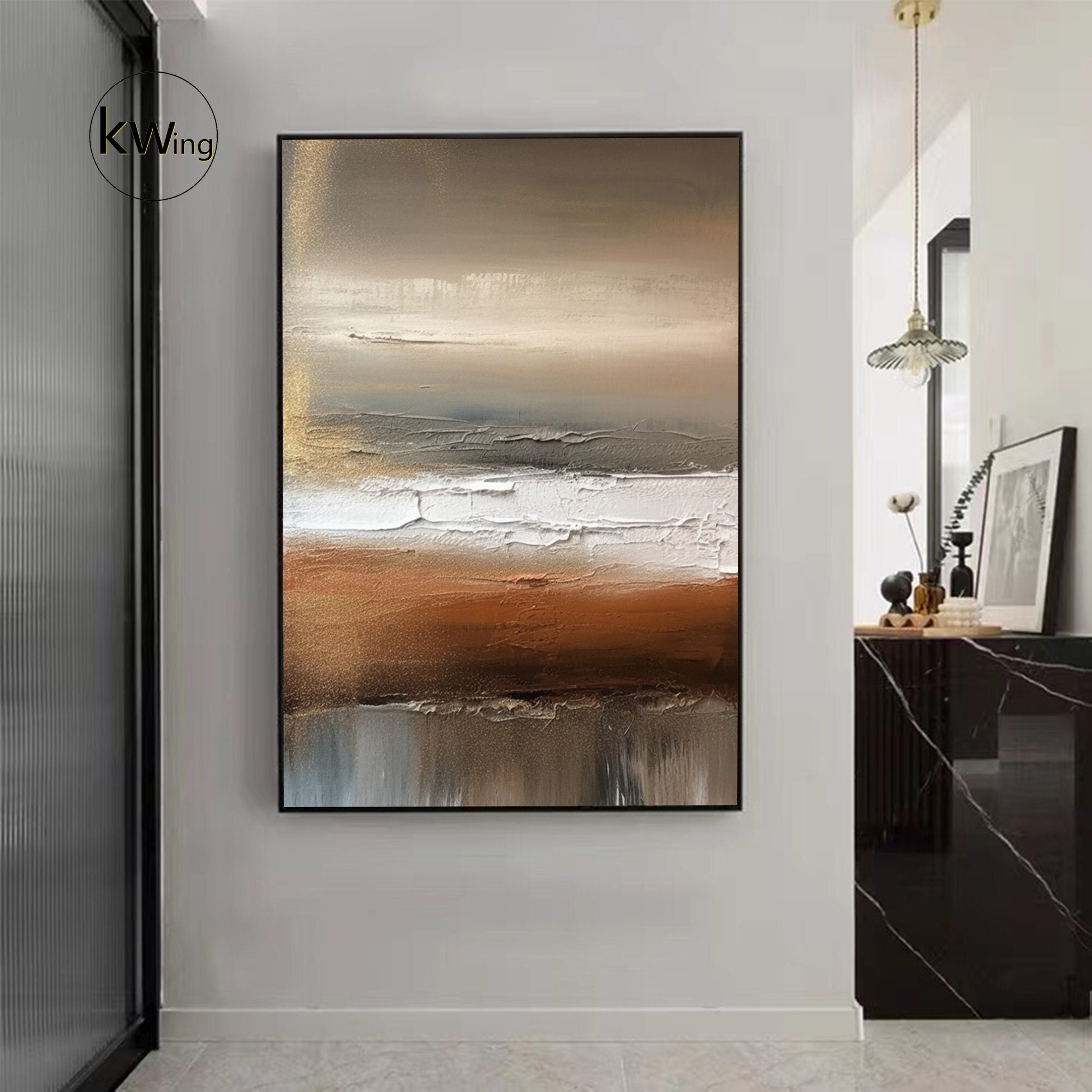 Large Brown and Beige Abstract Painting,minimalist Wall Art,white ...