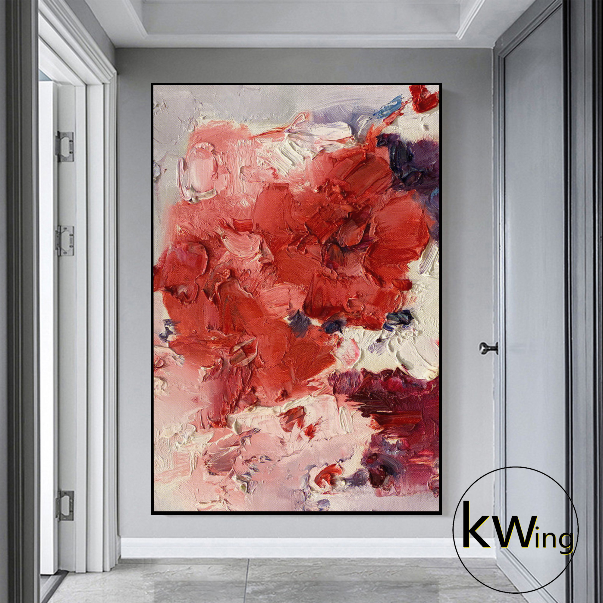 Red And White Abstract Painting