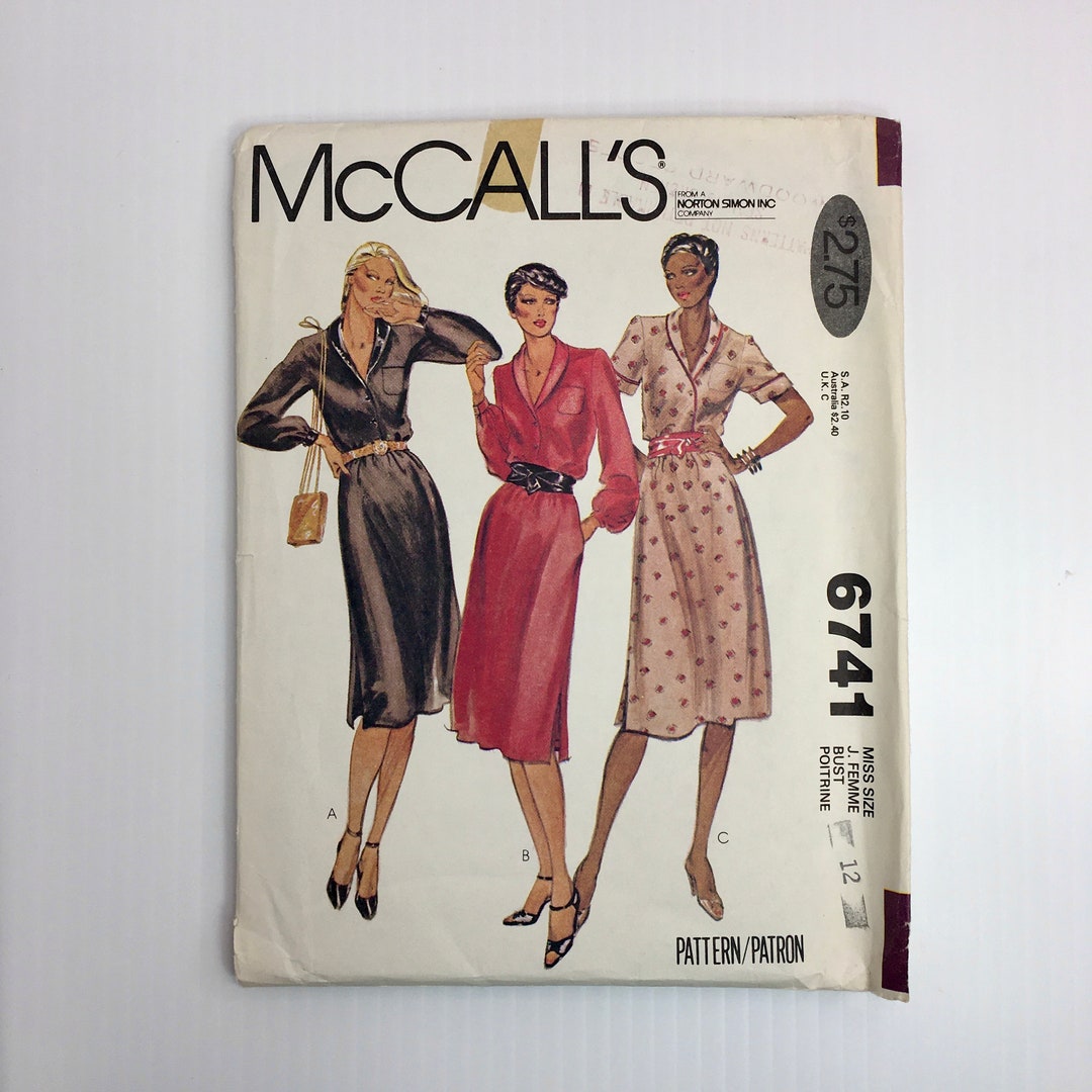 Vintage 1970s Mccall's Misses Shirtwaist Dress, Button Front, Shawl ...