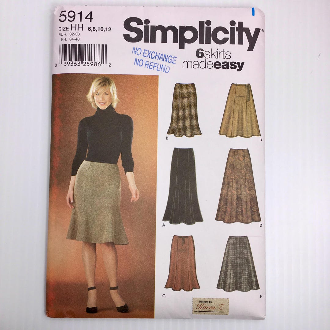 UNCUT Simplicity Made Easy Misses Skirt in Two Lengths Size 6 8 10 12 ...