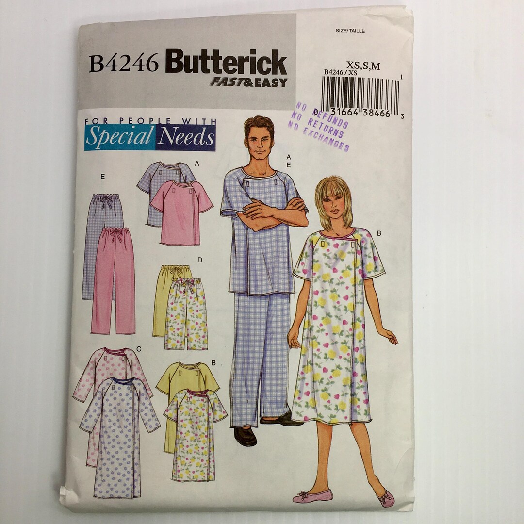 Butterick Special Needs Pajamas Hospital Style Gowns Robes Sizes Xs ...