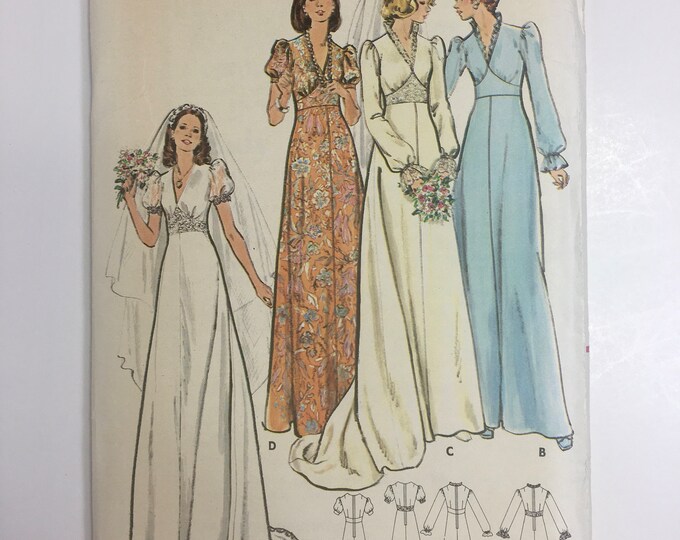 Vintage 1970s Butterick Misses' Bridal and Bridesmaid Gown Size 10 ...