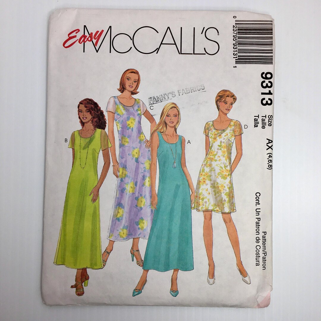 UNCUT Vintage 1990s Mccall's Summer Dress in Two Lengths Size 4 6 8 ...