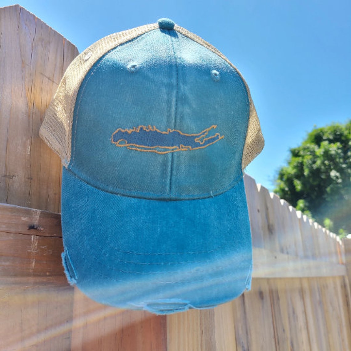 Long Island Embroidered Cap Lt. Turquoise - Etsy