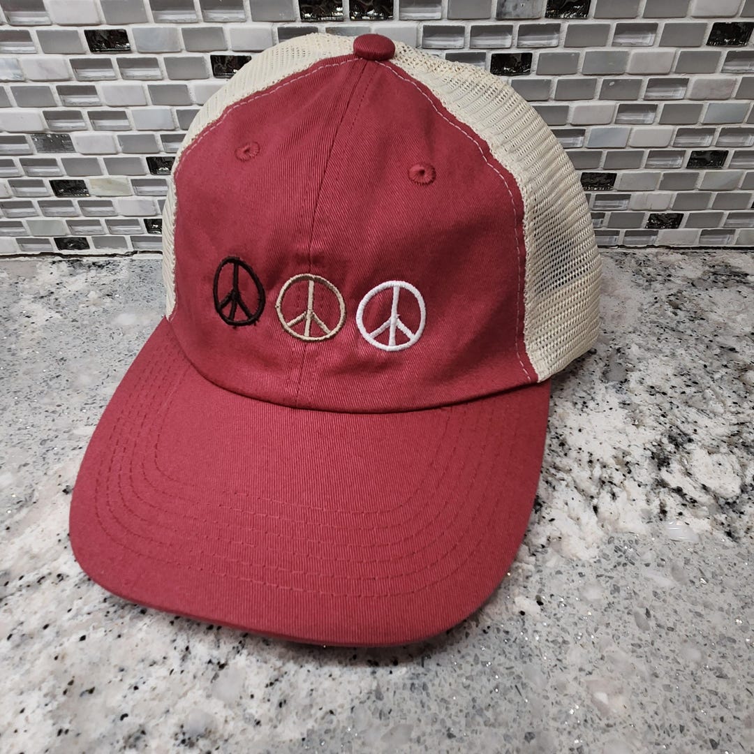 Peace Cap - Peace Symbol -embroidered Cap - Brick Red - Etsy