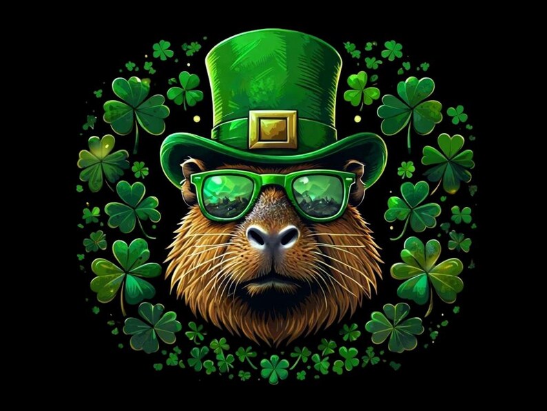 Capybara PNG, Cute Capybara PNG, Whimsical St. Patrick's Day Capybara ...