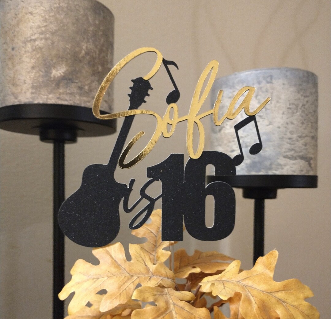 Guitar Birthday Cake Topper, Custom Name & Age, Music Theme - Etsy