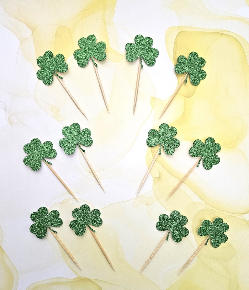 Glitter Shamrock Cupcake Toppers, St. Patrick's Party Decor - Etsy