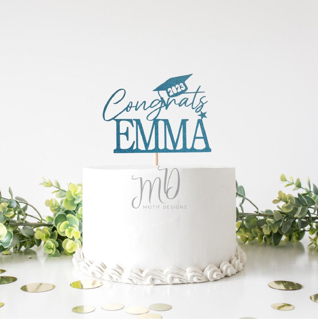 Custom Name Congrats Cake Topper, Personalized Name Cake Topper ...