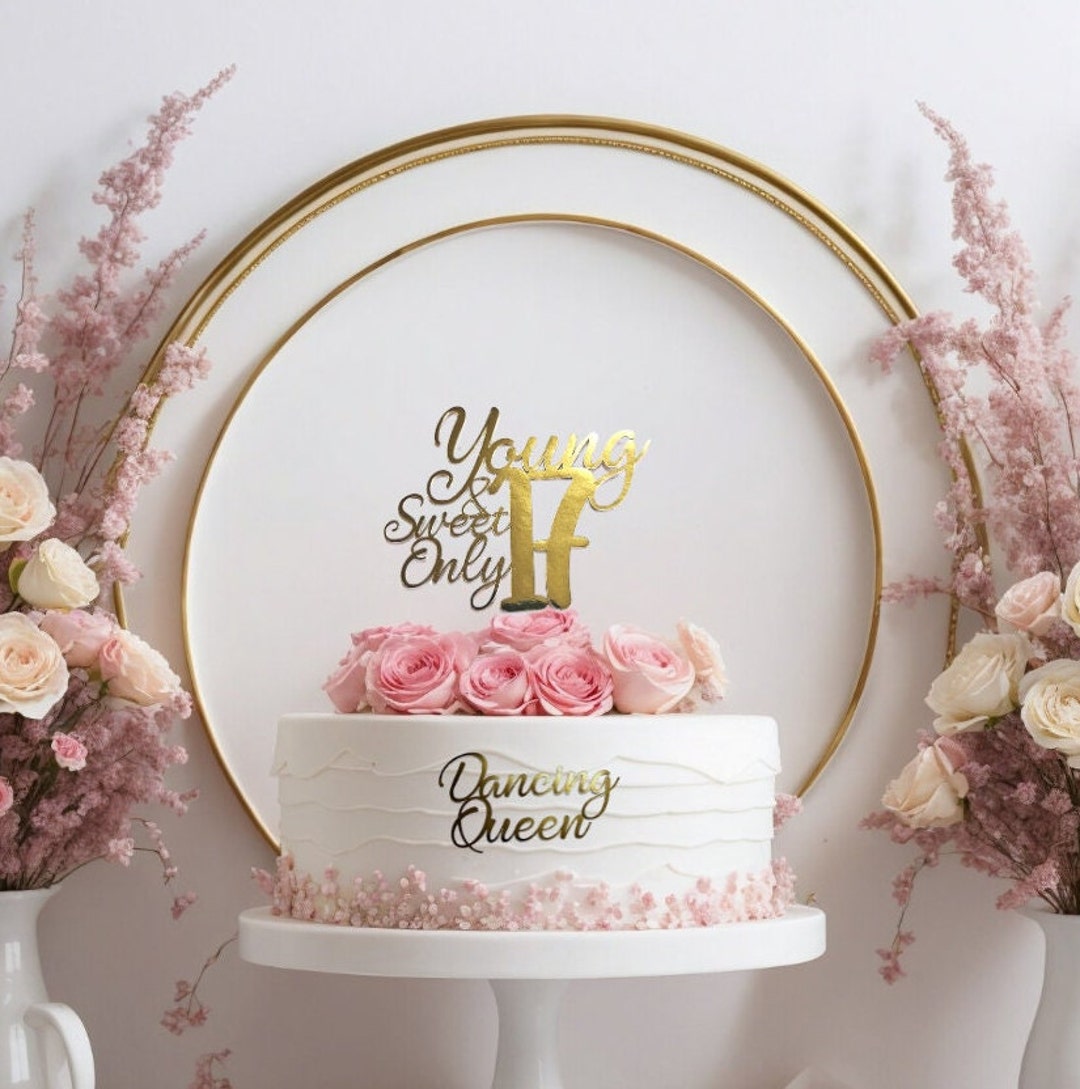 Young & Sweet Only 17 Cake Topper, Dancing Queen Charm, 17th Birthday ...