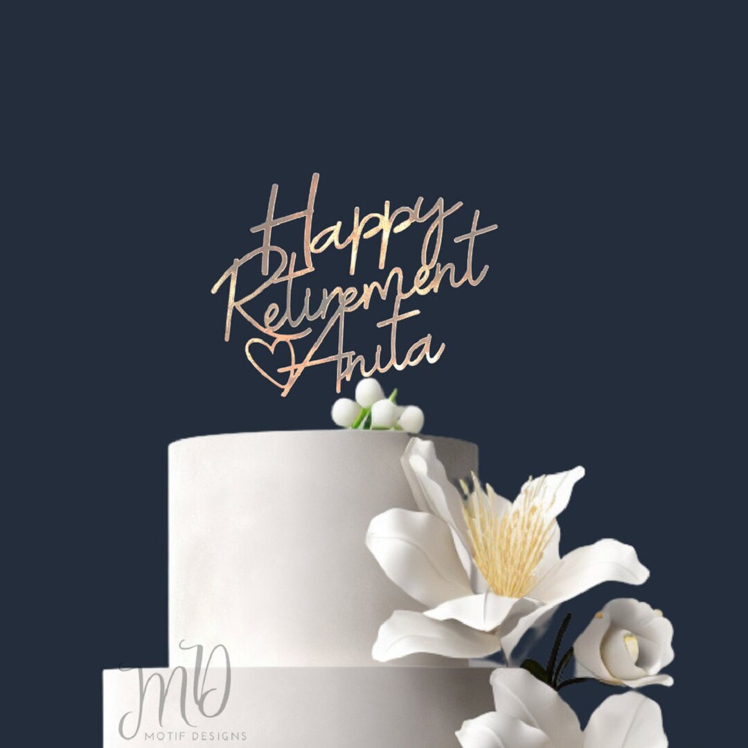 Retirement Cake Topper Custom Retirement Cake Topper Personalized Happy ...