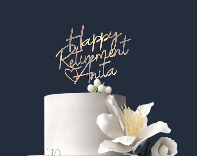 Custom Happy Retirement Cake Topper, Personalized Retirement Cake ...
