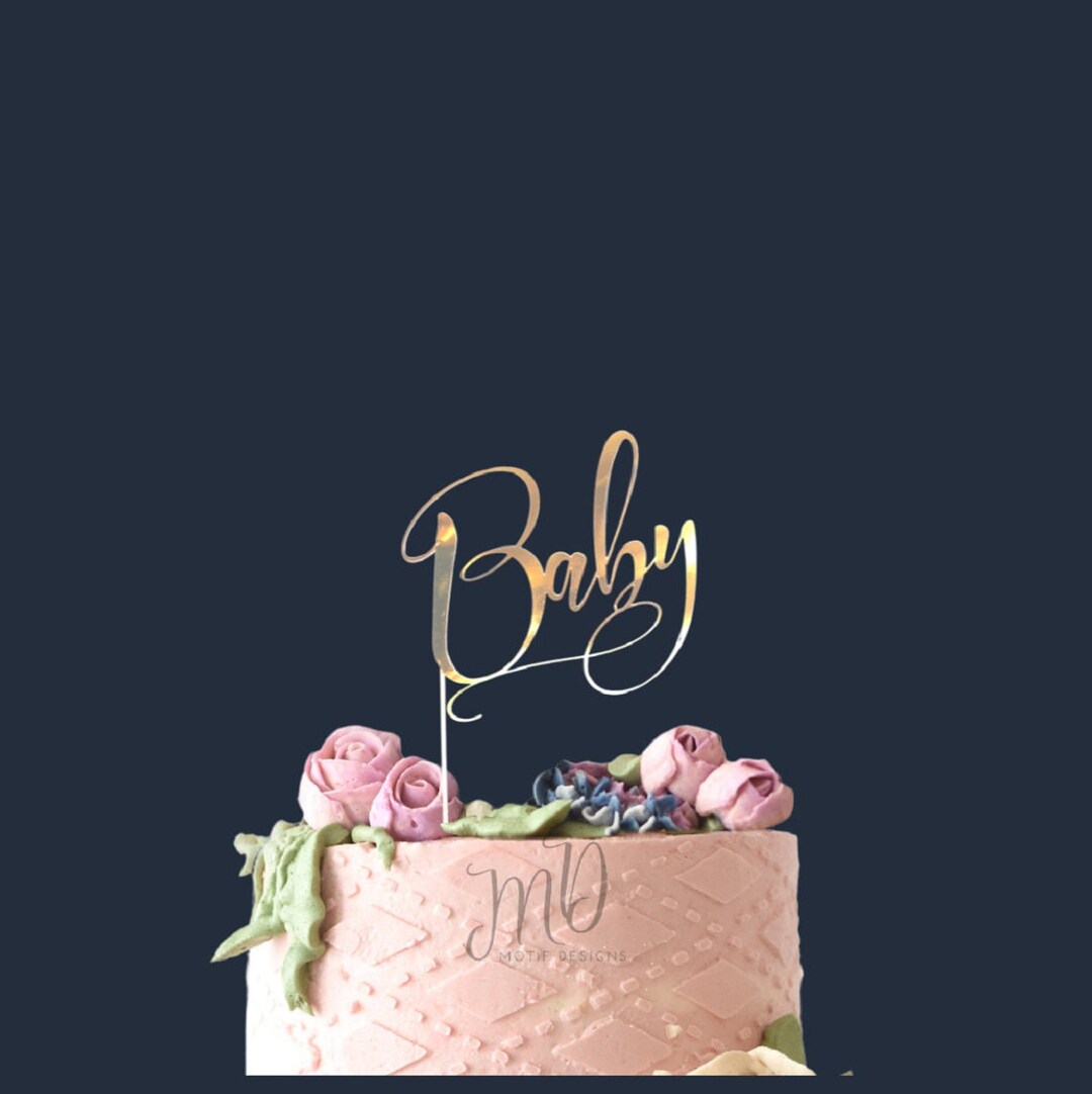 Baby Cake Topper, Baby Shower Cake Topper, Metallic Gold Cake Topper, 2 ...