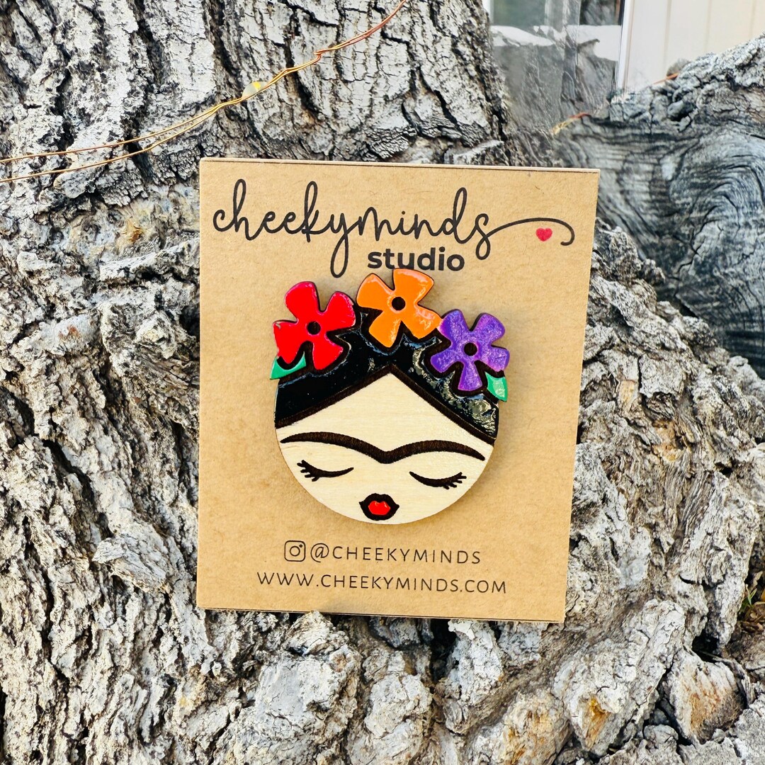 Frida Kahlo Pin Hand Painted Mexican Style Latina Style Pin Mexican ...