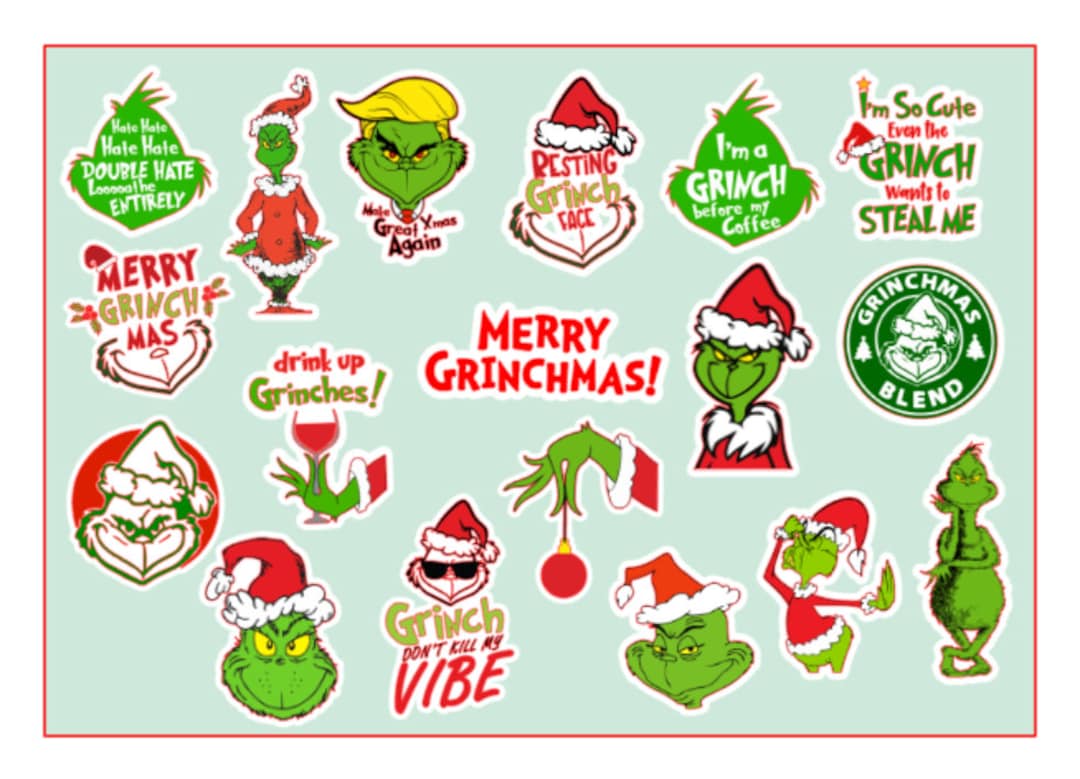 How the Grinch Stole Christmas Sticker Pack, Grinch Gifts, Grinch ...