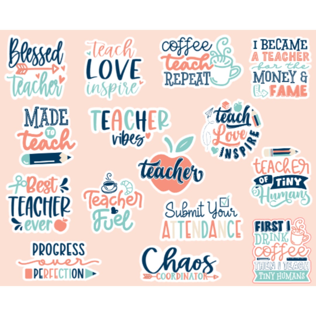 Teacher Sticker Pack, Teachers, Teacher Stickers, Holographic Stickers ...