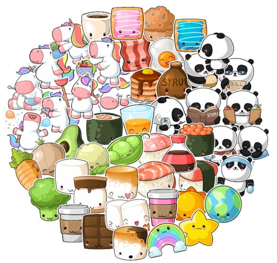 50 Pack Kawaii Sticker Pack Kawaii Matte Stickers Cute - Etsy
