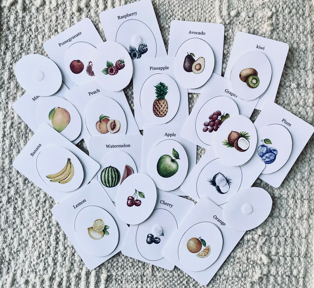 Fruit Cards Printable Flash Cards Fruits Printable Match - Etsy