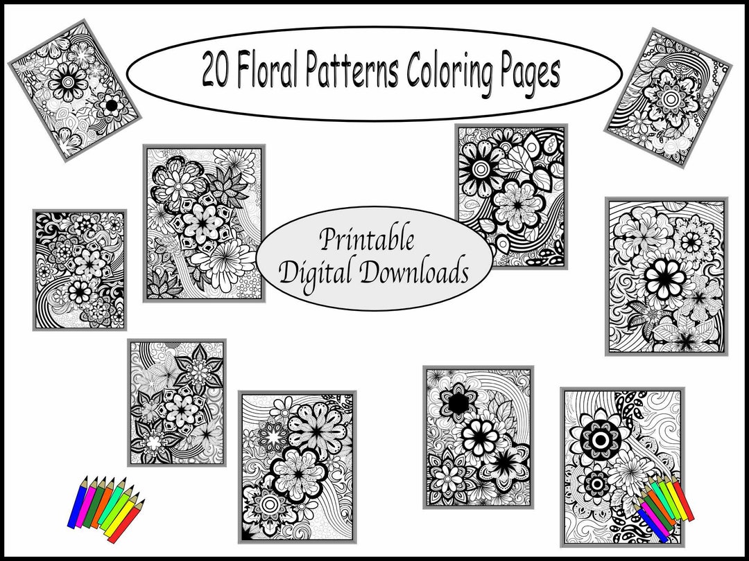 Printable Flower Pattern Coloring Pages - Coloring Pages - Floral ...