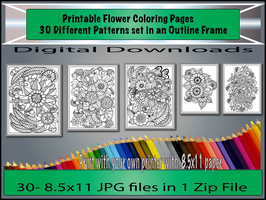 Printable Flower Pattern Coloring Pages 30 Floral Coloring Pages Floral ...