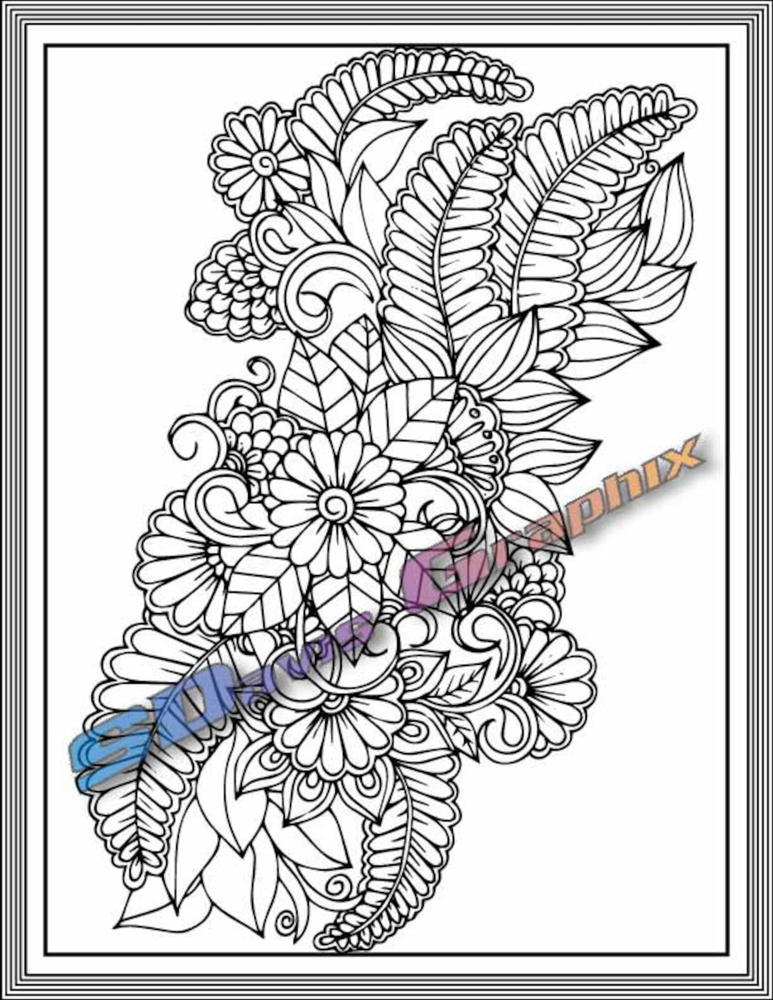 Printable Flower Pattern Coloring Pages 30 Floral Coloring Pages Floral ...