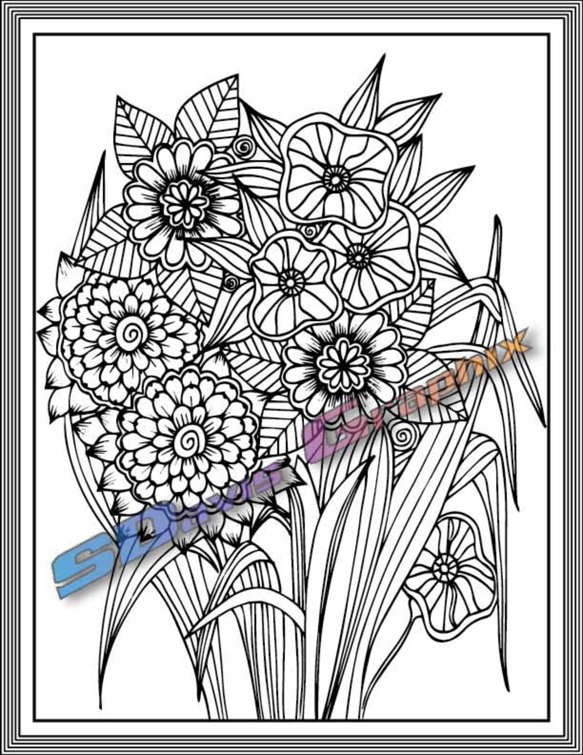 Printable Flower Pattern Coloring Pages 30 Floral Coloring Pages Floral ...