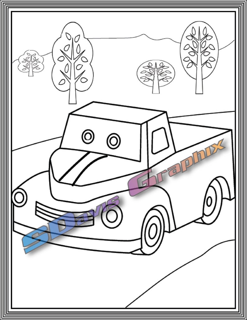Kids Coloring Pages - 16 Cartoon Style Vehicles With Different Scenes ...