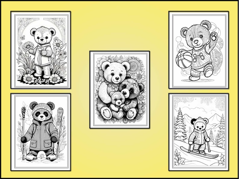 Printable Coloring Pages - 40 Zentangle Style Teddy Bears - Instant ...