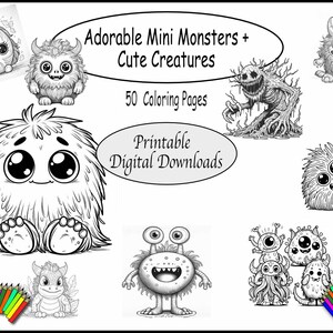 Printable Coloring Pages - Adorable Mini Monsters + Cute Creatures ...