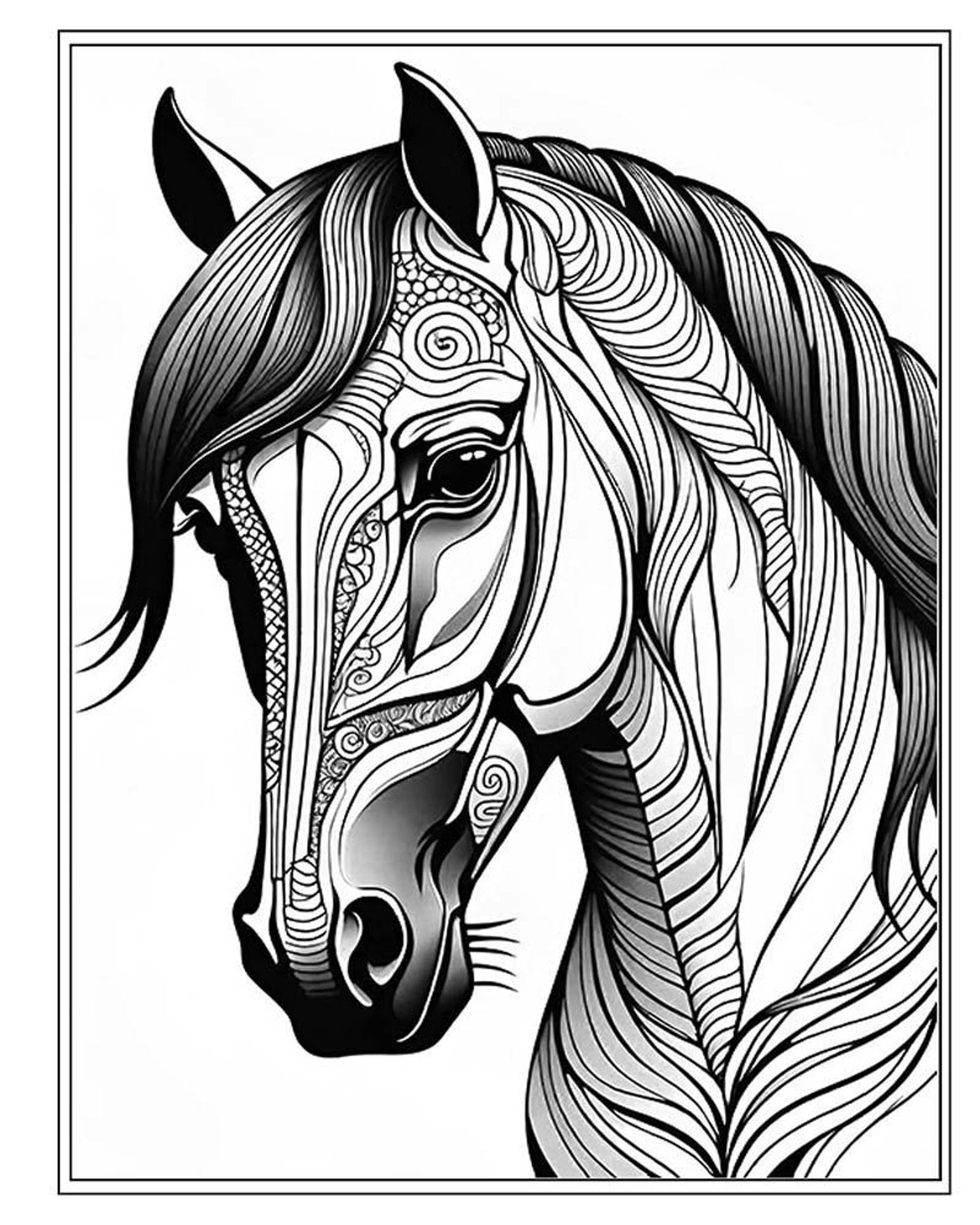 Printable Coloring Pages - 50 Zentangle Style Horses - Instant Download ...